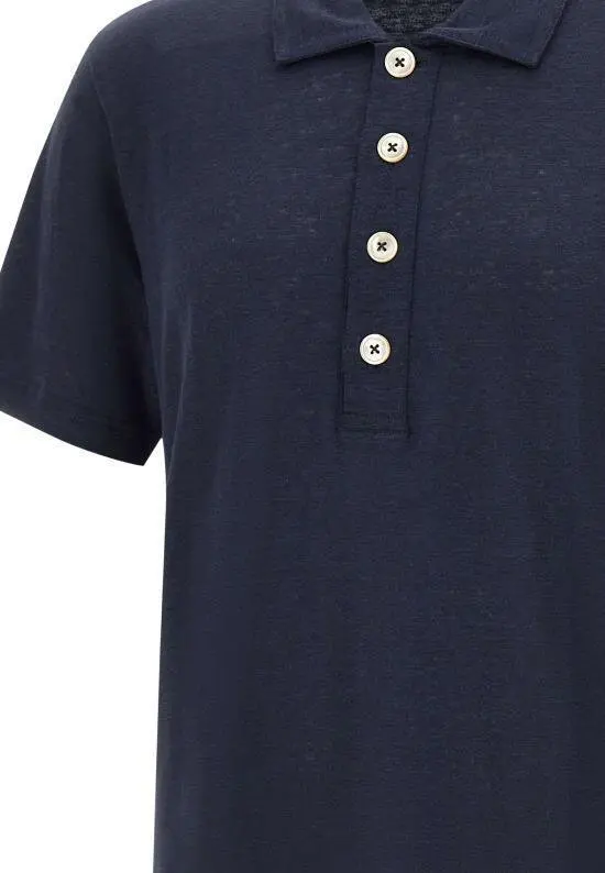 Eleventy Buttoned Knit Polo Shirt - Blue