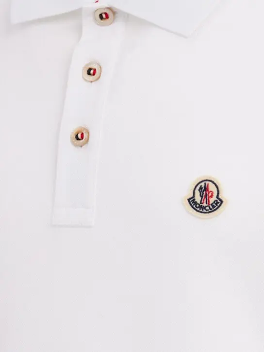 Moncler Logo Patch Cotton Polo Shirt - White