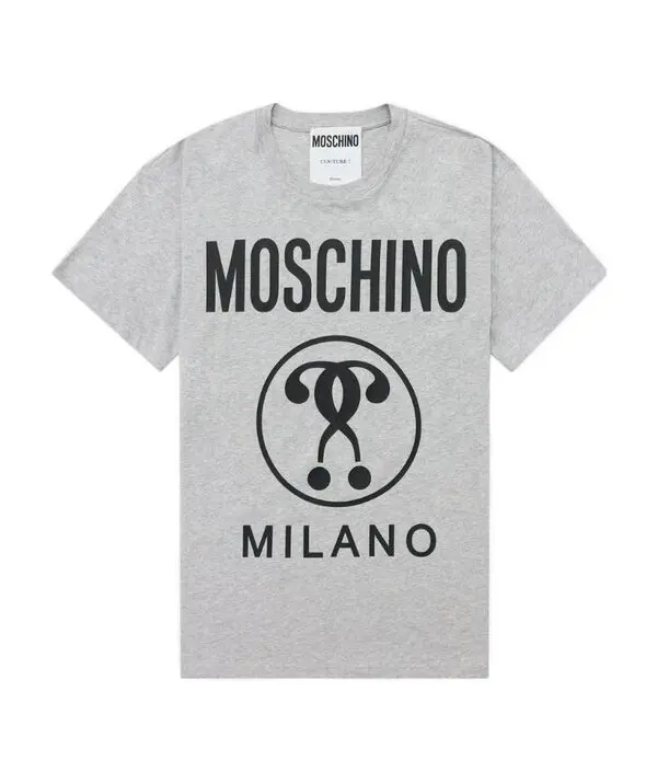 Moschino Double Question Mark Plain Knitted T-shirt - Gray