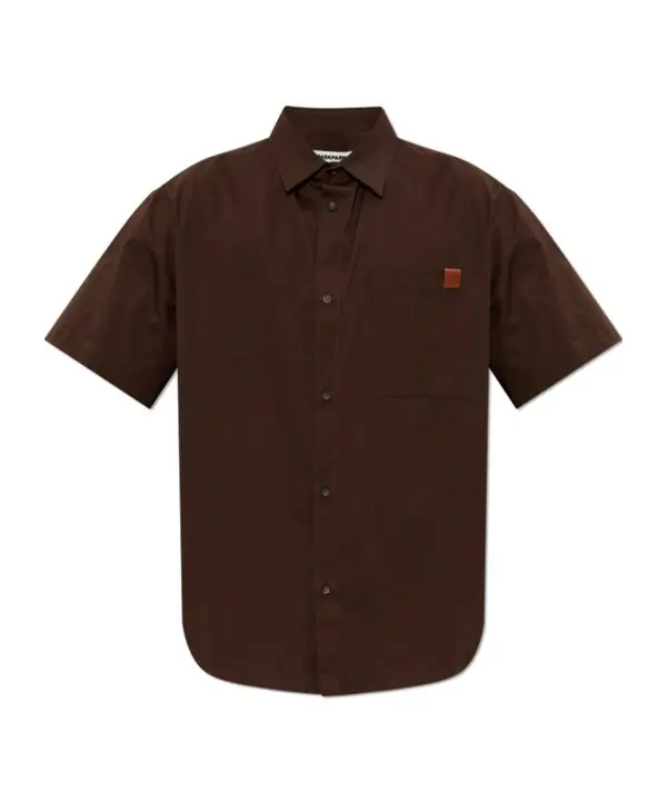 DARKPARK Short-sleeved Curved Hem Shirt - Dark Brown