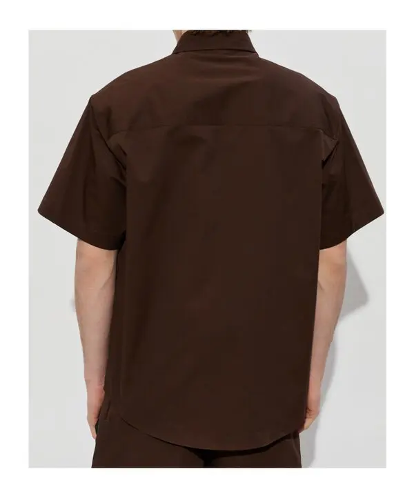 DARKPARK Short-sleeved Curved Hem Shirt - Dark Brown