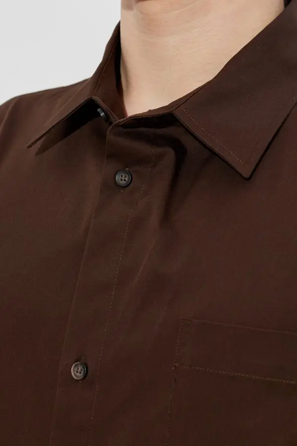 DARKPARK Short-sleeved Curved Hem Shirt - Dark Brown