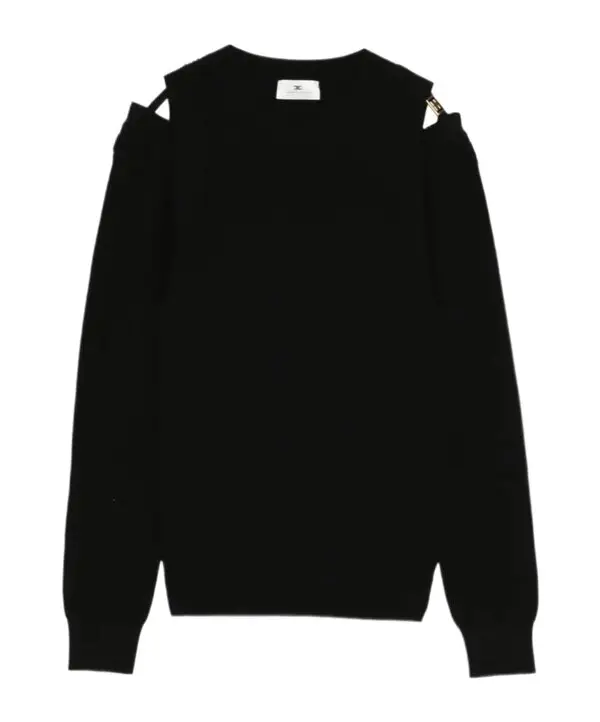 Elisabetta Franchi Cut-out Long Sleeve Sweater With Metallic Details