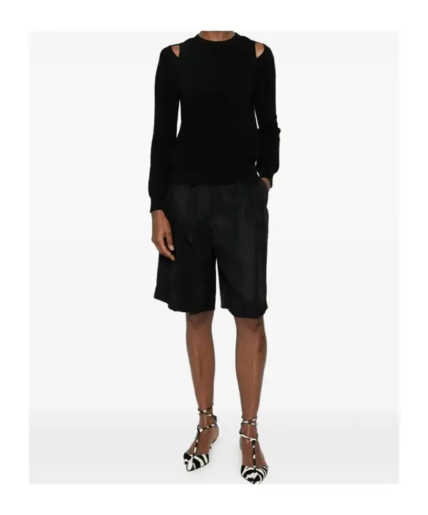 Elisabetta Franchi Cut-out Long Sleeve Sweater With Metallic Details