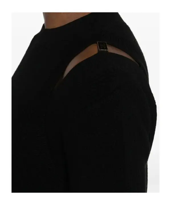 Elisabetta Franchi Cut-out Long Sleeve Sweater With Metallic Details