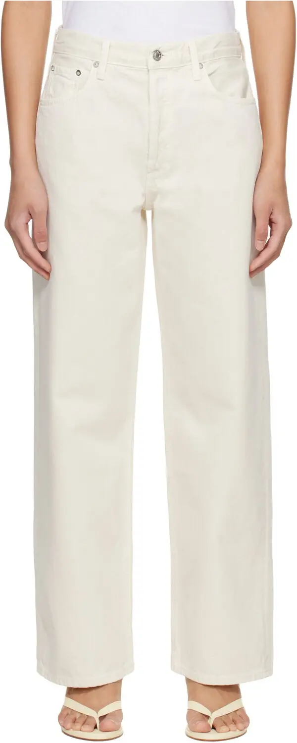 AGOLDE Low Slung Baggy Organic Boyfriend Jeans - White