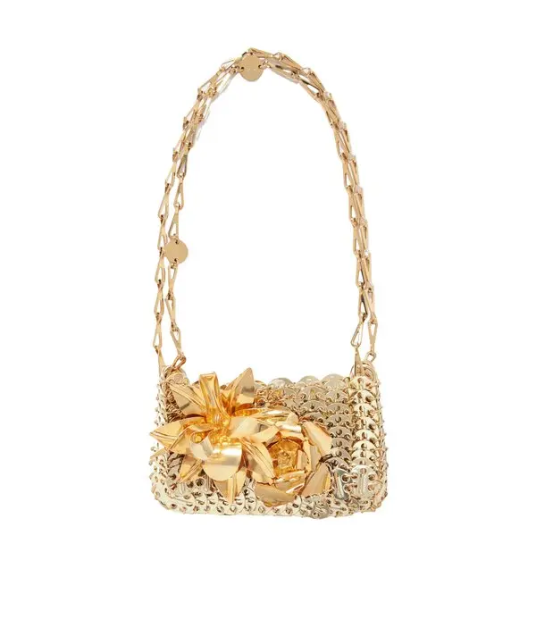 Rabanne Nano 1969 Flower-appliqué Shoulder Bag - Nude