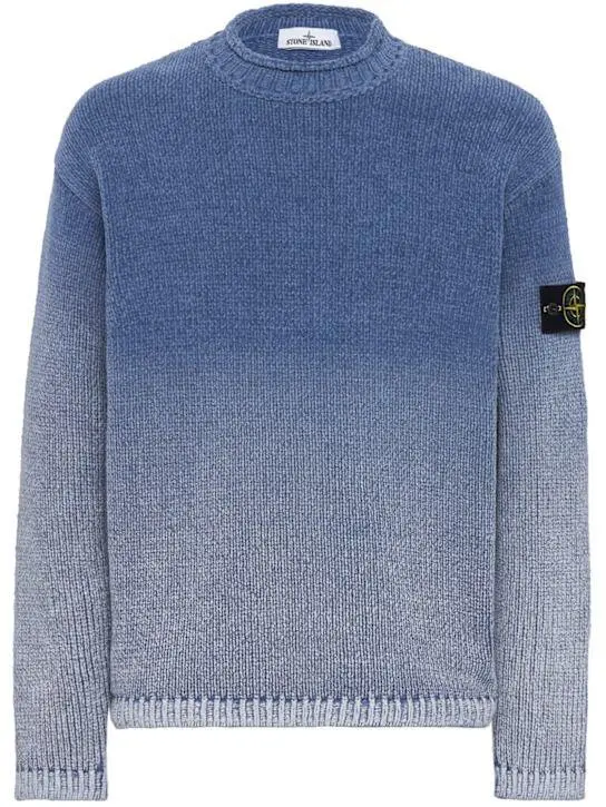 Stone Island Logo Cotton Crewneck Sweater - Blue