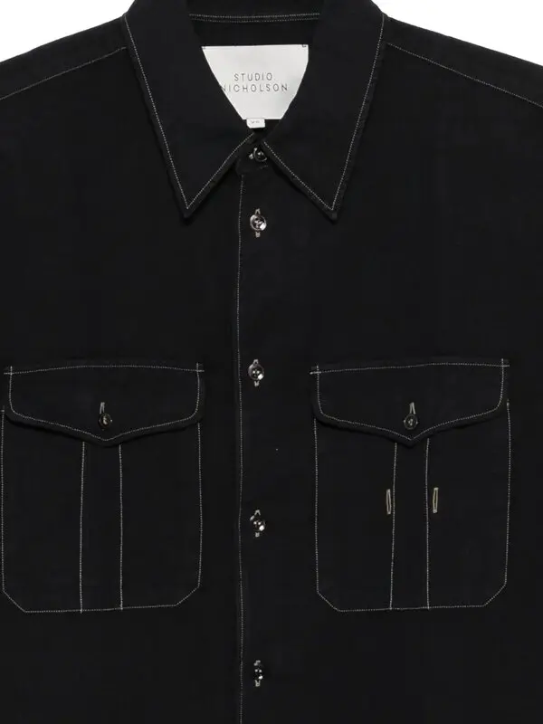 Studio Nicholson Collared Long-sleeved Shirt With Chest Pockets