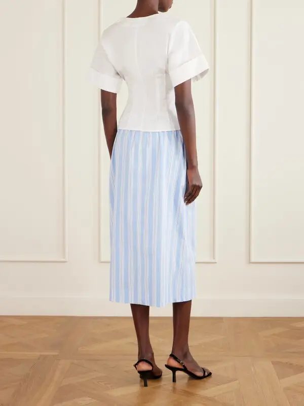 Staud Elle Pleated Short Sleeve Shirt