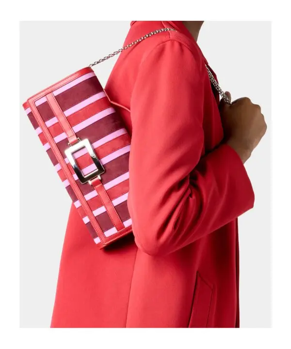 ROGER VIVIER Belle Vivier Suede Clutch - Red