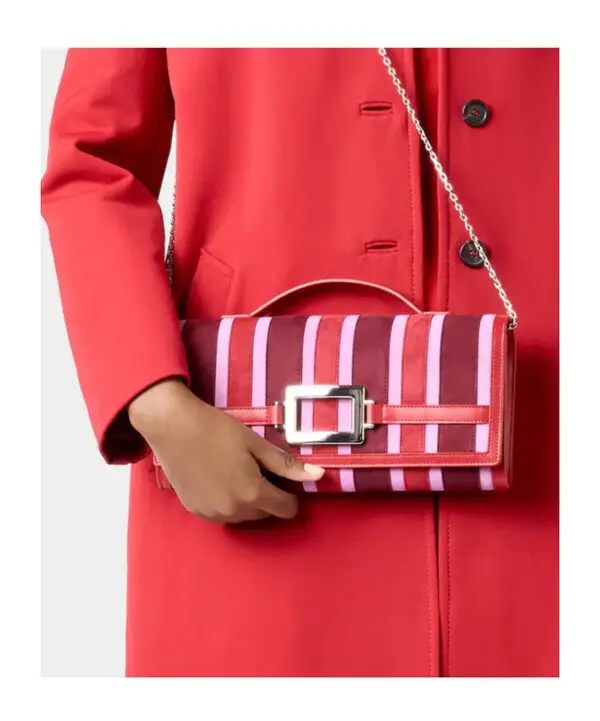 ROGER VIVIER Belle Vivier Suede Clutch - Red