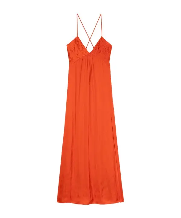 Zadig&Voltaire Spaghetti Strap Ruched Maxi Dress - Red