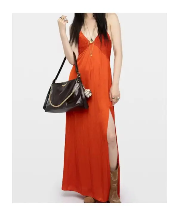 Zadig&Voltaire Spaghetti Strap Ruched Maxi Dress - Red
