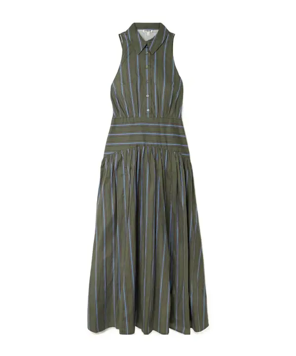 Staud Romy Striped Midi Shirt Dress