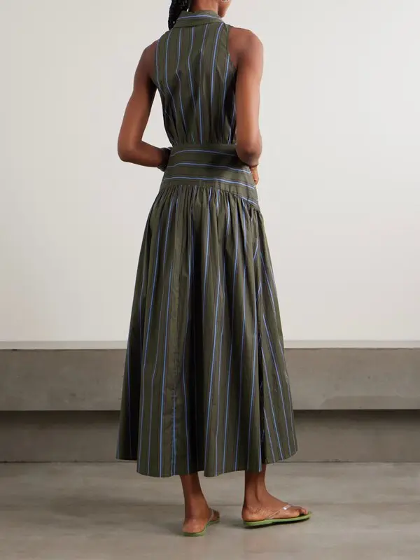 Staud Romy Striped Midi Shirt Dress