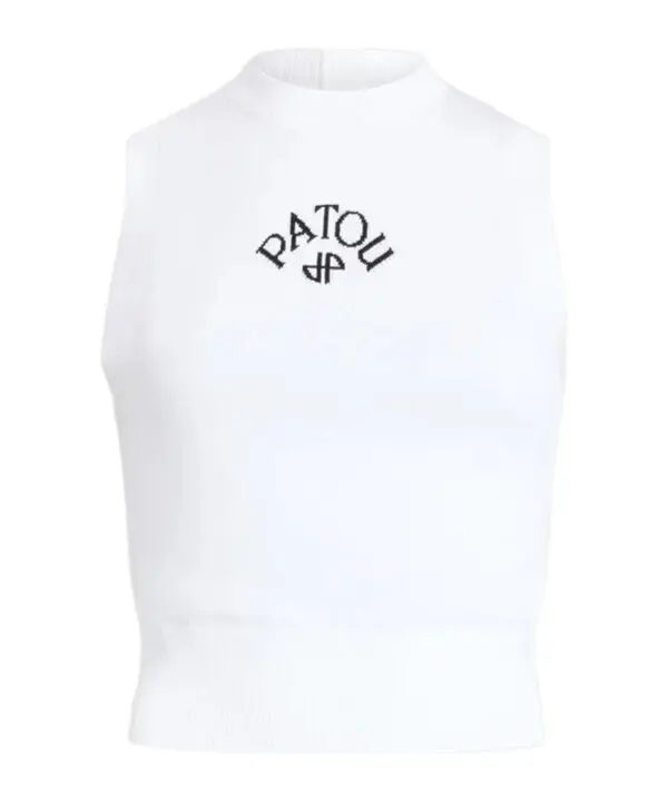 PATOU Sleeveless Knitted Top With Logo Detail - White