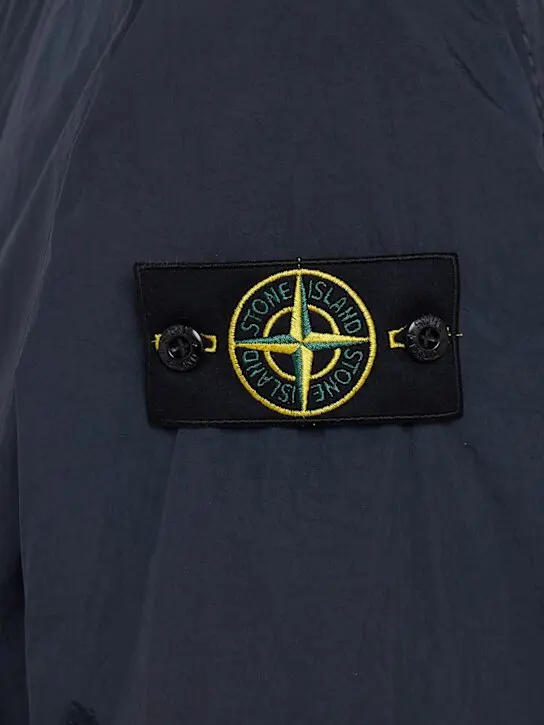 Stone Island Logo Patch Nylon Zip-up Hooded Jacket - Black