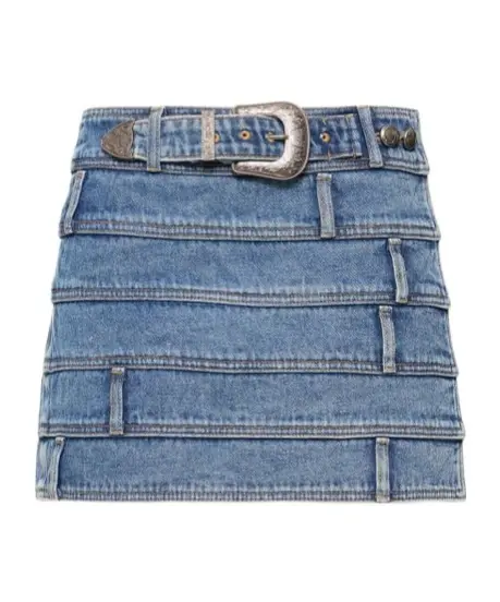 Andersson Bell Patchwork Denim Mini Skirt