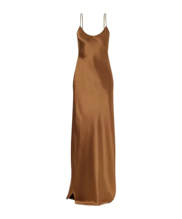 NILI LOTAN Cami Silk-satin Maxi Gown - Brown