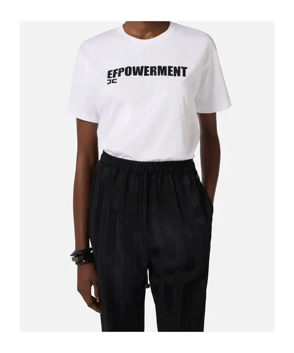 Elisabetta Franchi Round Neck T-shirt With Embellished Drawstring