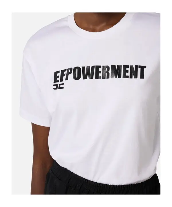 Elisabetta Franchi Round Neck T-shirt With Embellished Drawstring