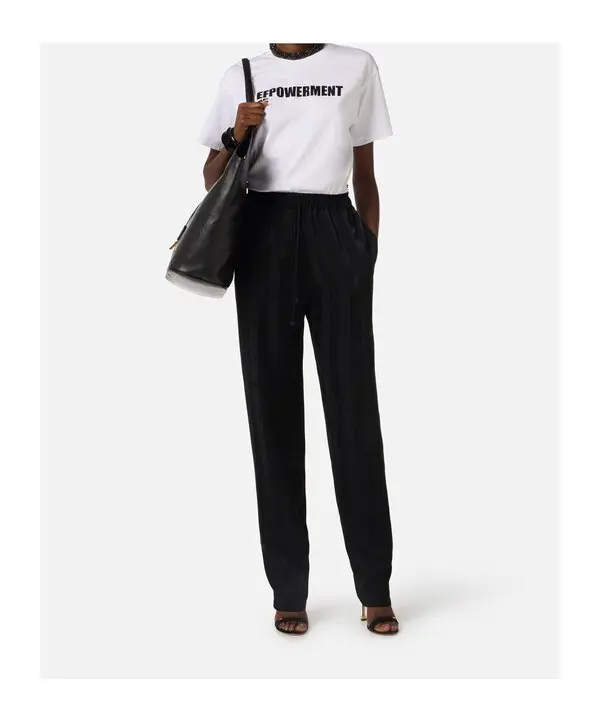 Elisabetta Franchi Round Neck T-shirt With Embellished Drawstring