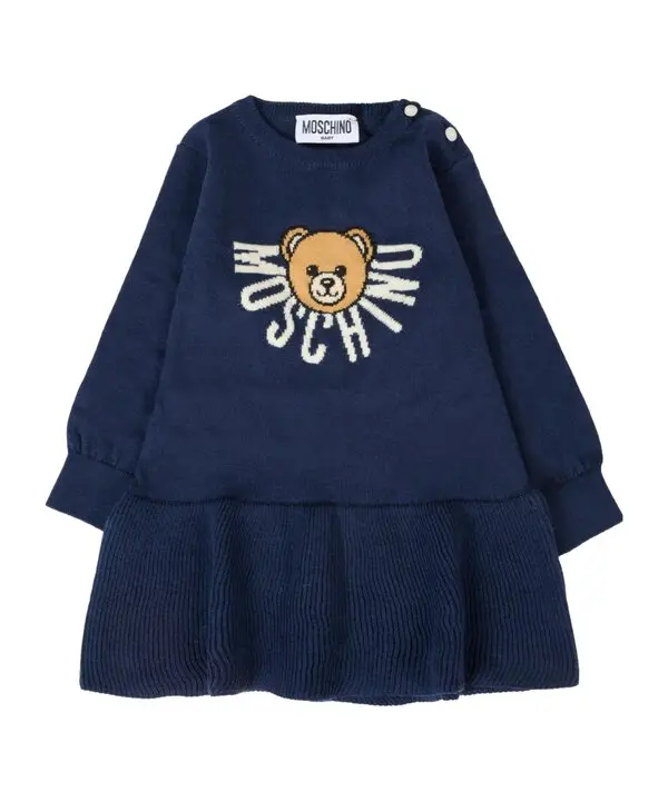 Moschino Long Sleeve Ruffled Hem Sweatshirt Dress