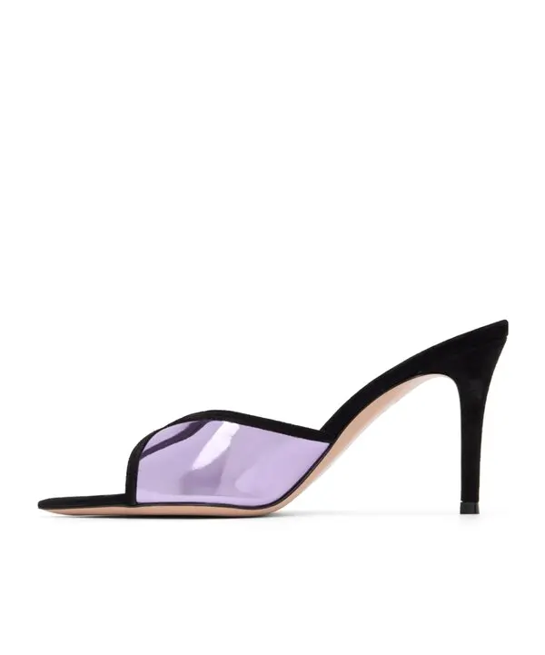 GIANVITO ROSSI Open-toe Stiletto Mules - Black/pattern/freesia