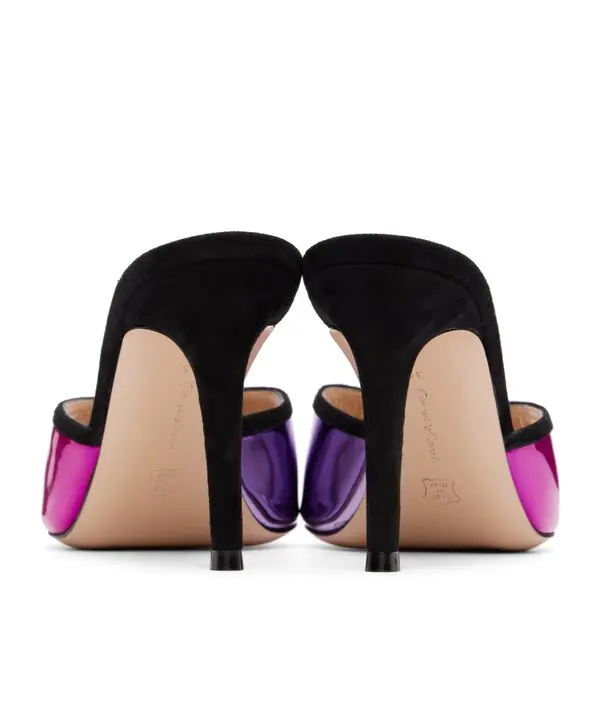 GIANVITO ROSSI Open-toe Stiletto Mules - Black/pattern/freesia