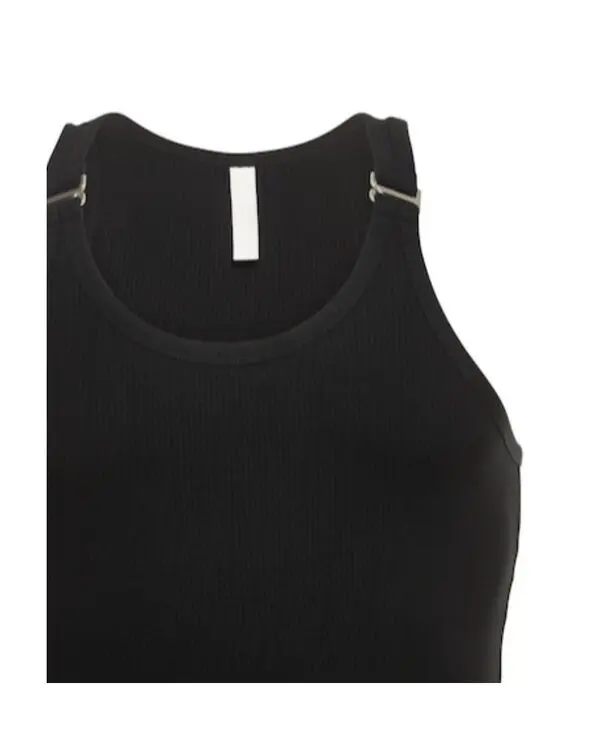 DION LEE E-hook Ribbed Cotton Vest - Black
