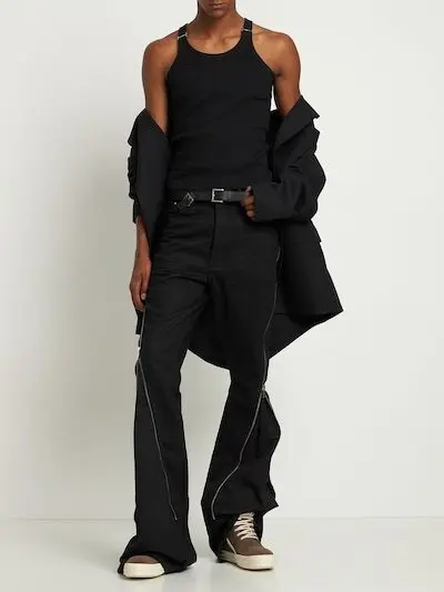 DION LEE E-hook Ribbed Cotton Vest - Black