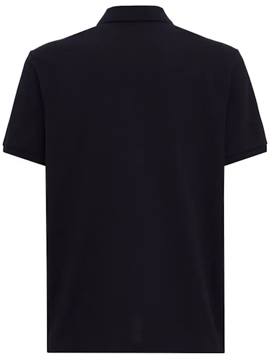 Moncler Tricolor-trimmed Cotton Polo Shirt - Black