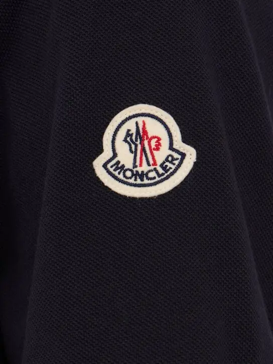 Moncler Tricolor-trimmed Cotton Polo Shirt - Black