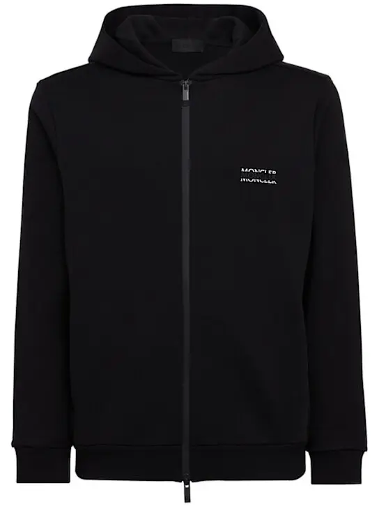 Moncler Cotton Fleece Zip-up Hoodie With Printed Logo