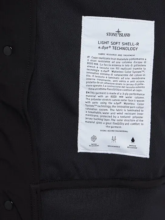Stone Island Logo Tech Blend Hooded Jacket - Black