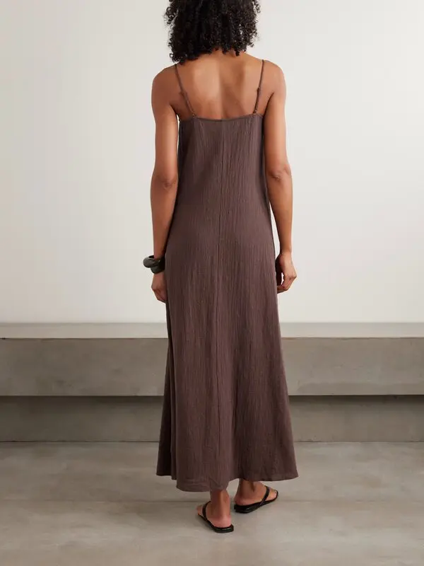 Staud Laura Maxi Slip Dress With Beaded Straps