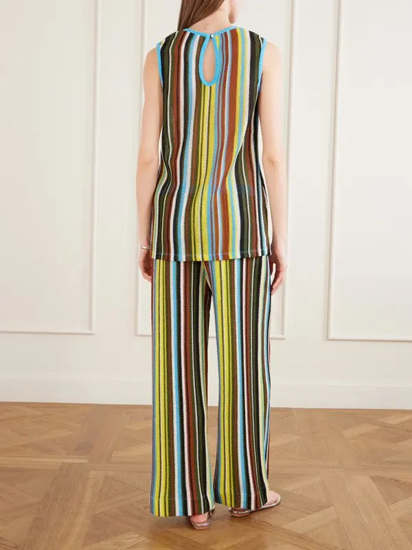 Staud Ali Striped Knit Wide-leg Pants - Multi-color