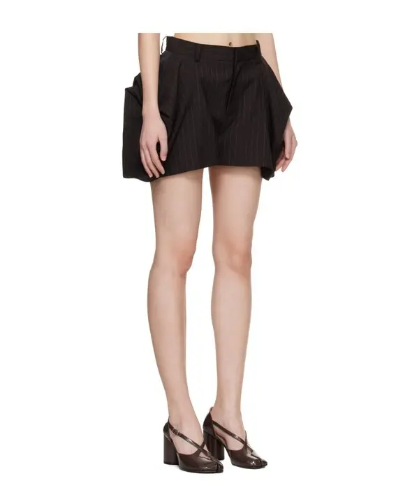 Sacai Chalk Striped Shorts - Brown