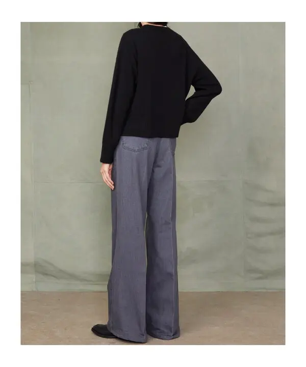 Officine Générale Cashmere Crew Neck Sweater With Side Slits - Black