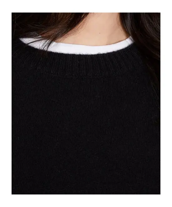 Officine Générale Cashmere Crew Neck Sweater With Side Slits - Black