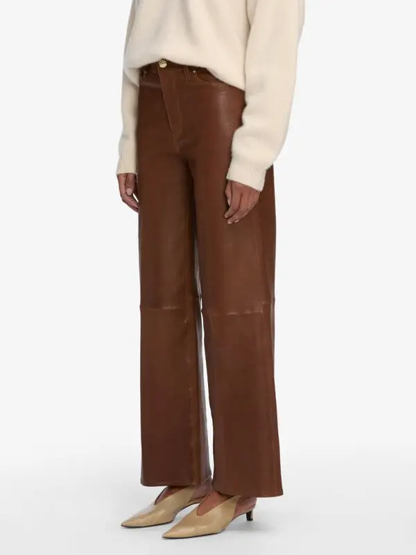 FRAME High Rise Wide Leg Lamb Leather Trousers