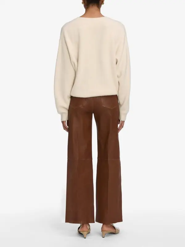 FRAME High Rise Wide Leg Lamb Leather Trousers