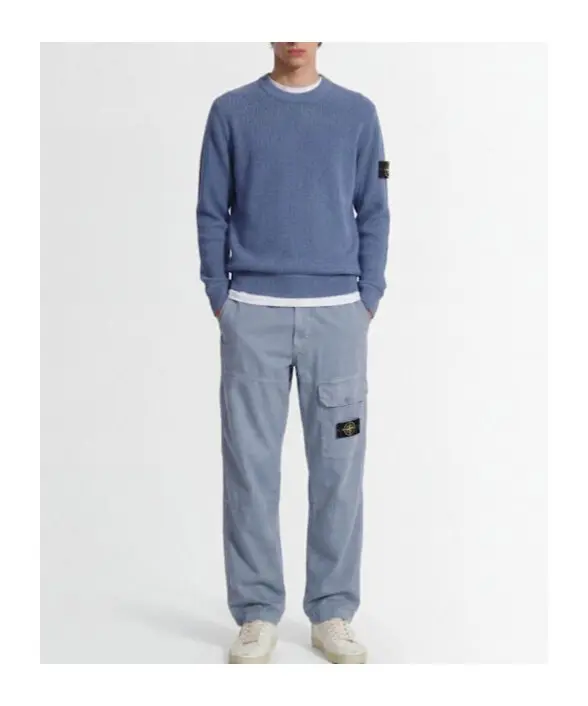 Stone Island Logo Detail Cotton Crewneck Sweater - Blue