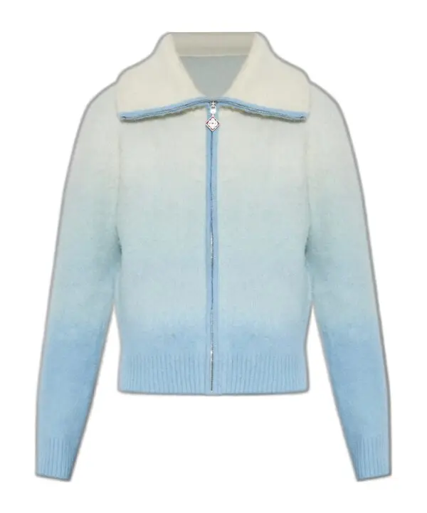 Casablanca Gradient Effect Knit Zip-up Sweater
