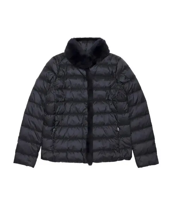 Max Mara Fur Trimmed Down Jacket - Blue