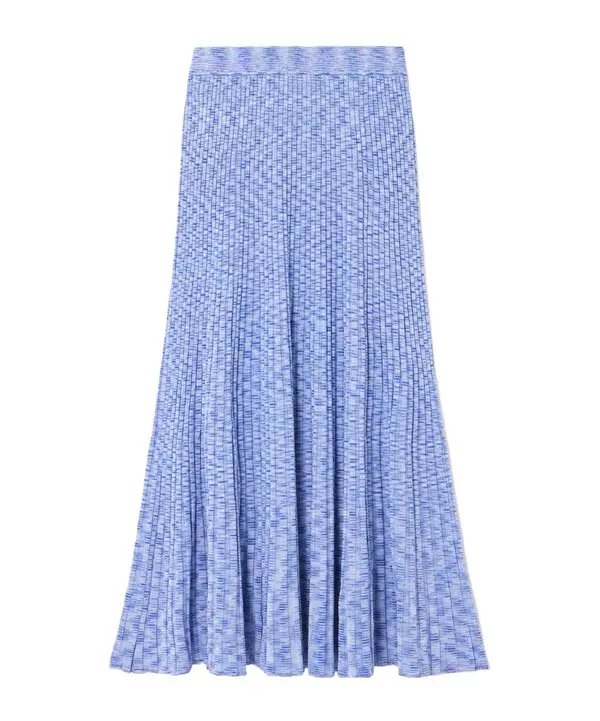 Zimmermann Mouline Ribbed Knit Midi Skirt - Blue