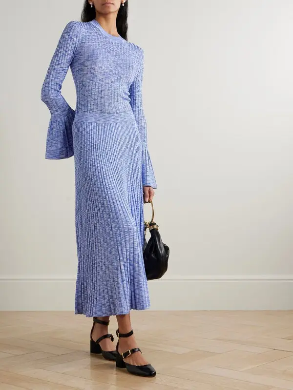 Zimmermann Mouline Ribbed Knit Midi Skirt