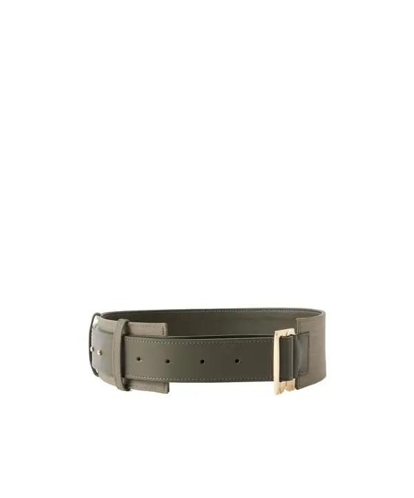 Victoria Beckham Leather And Twill Wide Waist Belt - Green