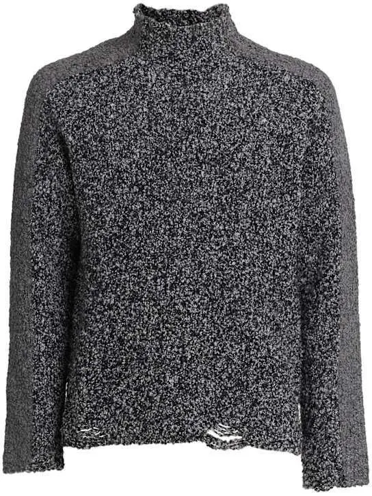 DIESEL® Wool Blend Knit Sweater With Raw Cut Edges
